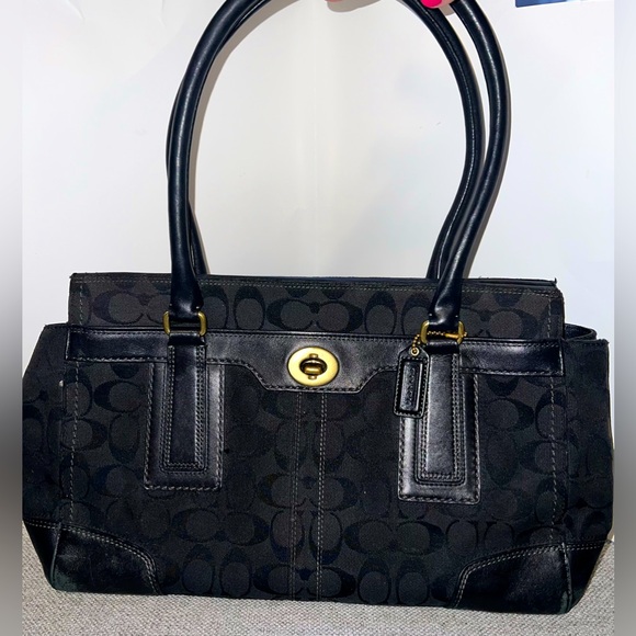 Coach | Bags | Coach 163 Hampton Black Logo Signature Canvas | Poshmark